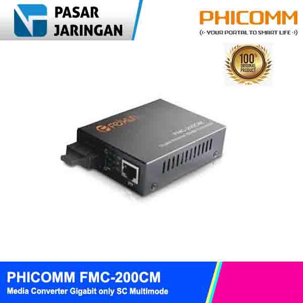 Jual PHICOMM FMC-200CM = Media Converter Gigabit only, SC, Multimode ...