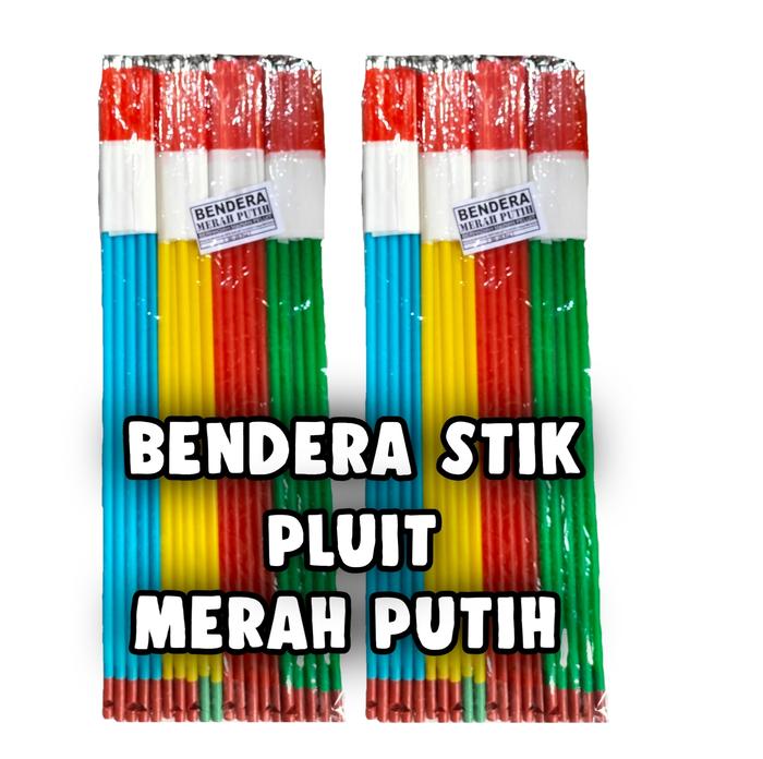 Promo 20 STIK BENDERA PLASTIK PLUIT/BENDERA STIK MERAH PUTIH - BENDERA ...