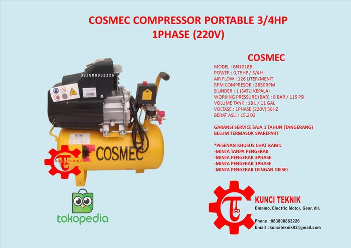 Jual Kompresor Angin 3/4hp Air Compressor Portable 18Liter Garansi ...