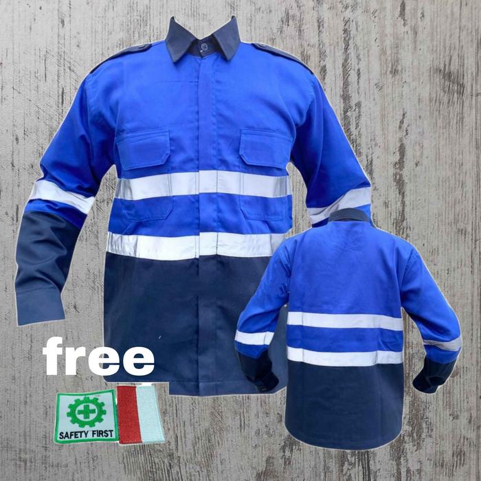 Jual COD Wearpack Safety Seragam Kerja Baju kombi Lengan Panjang - Biru ...