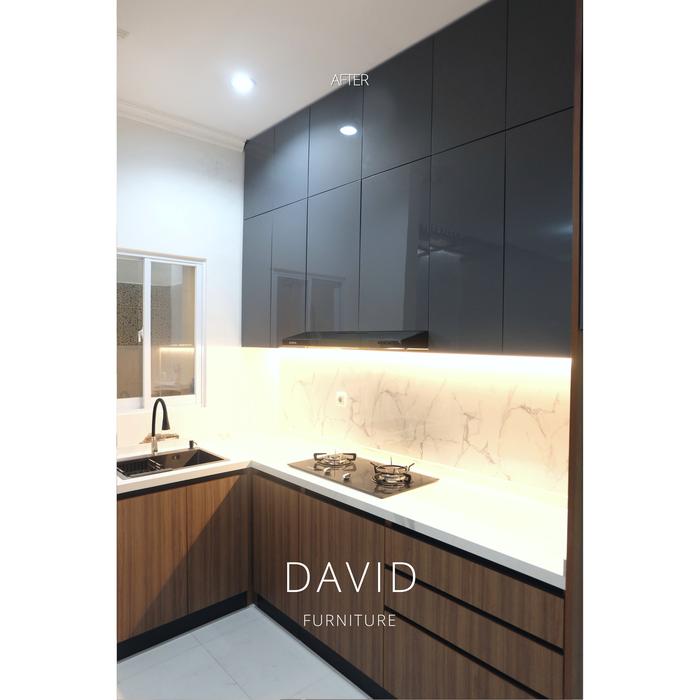 Jual kitchen set anti rayap akrilik eropa glossy dark grey hpl aica ...