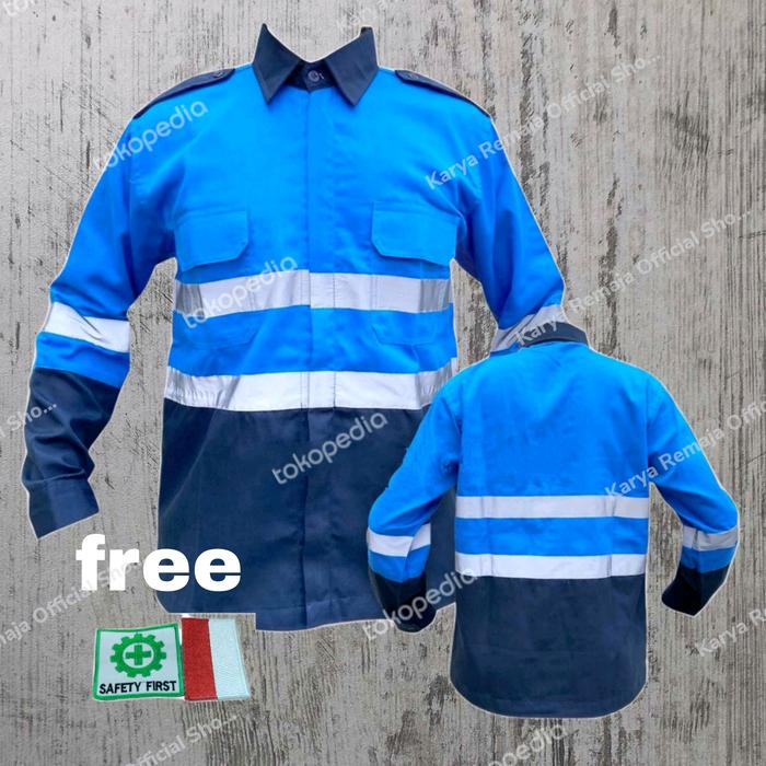 Jual COD Wearpack Safety Seragam Kerja Baju kombi Lengan Panjang Biru ...