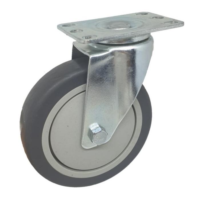 Jual roda karet TPR abu abu medium duty Caster Taiwan 5"inci plat hidup ...