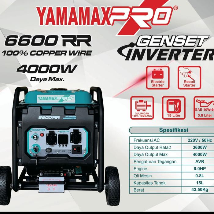 Jual Genset Inverter Yamamax Pro 6600 RR 6600RR 3600 Watt Max 4000 Watt ...