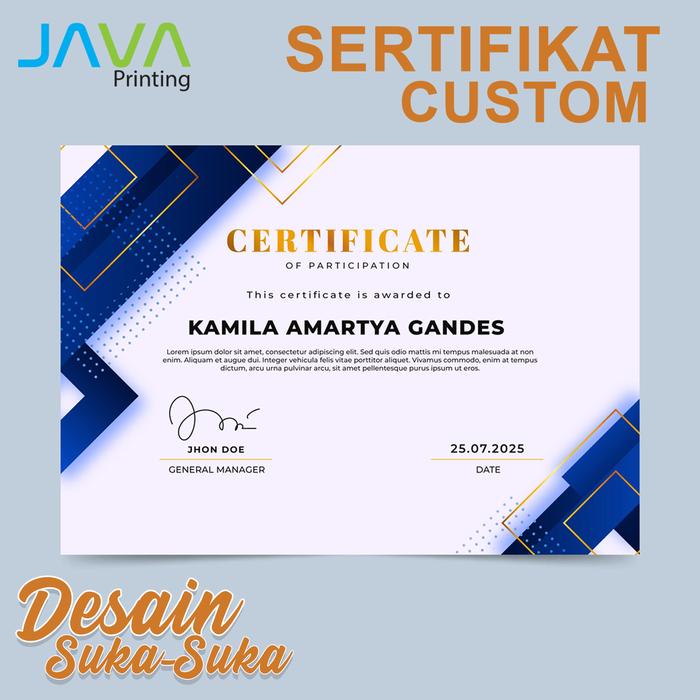 Jual Cetak Piagam-Cetak Sertifikat Custom-Cetak Full Color-A3-AC310 ...
