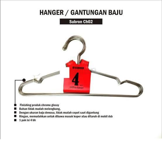Jual SUBRON Hanger Stainless CH-02 Gantungan Baju Isi 6 Hanger ANTI ...
