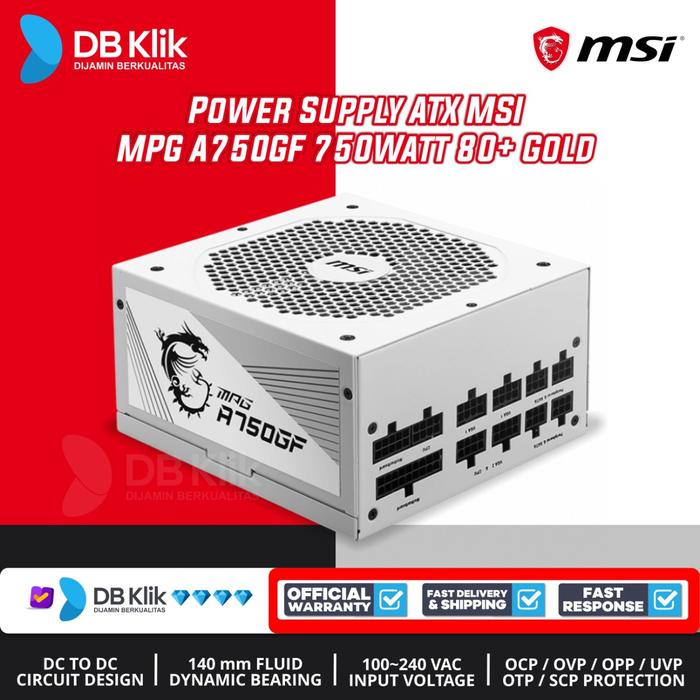 Power Supply MSI MPG A750GF 750Watt 80+ Gold- PSU MSI MPG A750GF WHITE