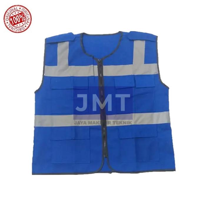 Jual Rompi Kain Drill 4 Kantong Proyek Safety Vest - Biru - Jakarta ...