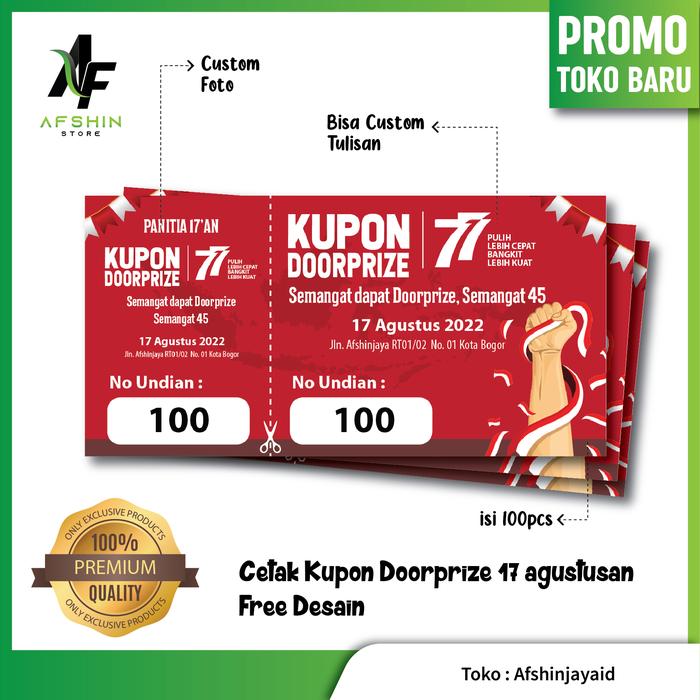Jual Cetak Kupon Doorprize Hadiah 17 Agustus Free Desain isi 100pcs - HVS 100gr - Kab. Bogor ...