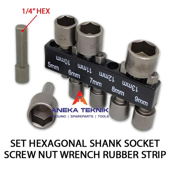 Jual 9 Pcs/Set Kunci Sok Hexagonal Shank Socket Screw Wrench Rubber ...