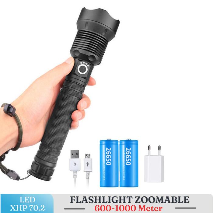 Promo Senter LED Panjang Jarak Jauh Super Terang Tahan Anti Air ...