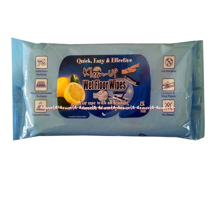 Jual Kleen Up Wet Floor Wipes Tissue Basah Untuk Lantai 15 Pcs Biru ...