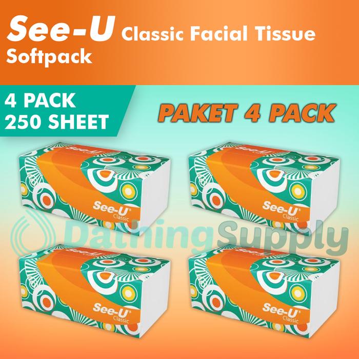 Promo PAKET 4 PACK SEE-U Classic Facial Tissue 250 Sheet 2 ply Tisu ...