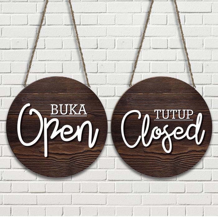Jual Open closed sign board, papan gantungan buka tutup toko diameter ...