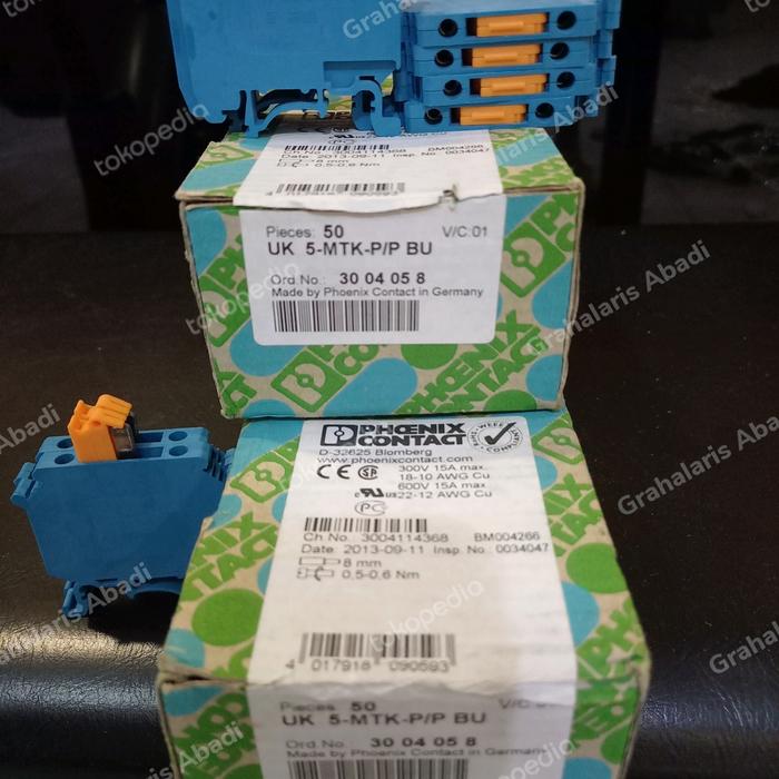 Jual terminal blok UK5 MTK P/P biru phoenix contact terminal knife ...