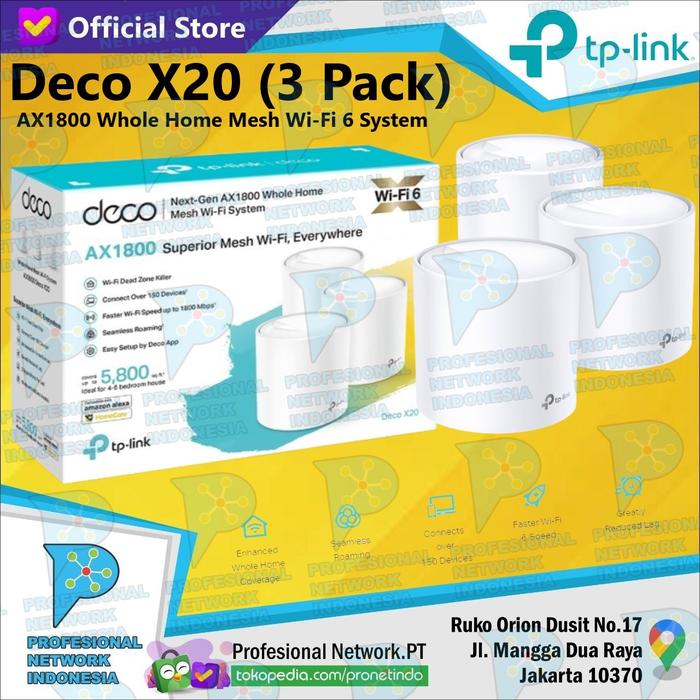 Promo TPLINK DECO X20 (3 PACK) AX1800 Whole Home Mesh Wi-Fi 6 System ...