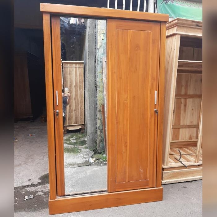 Jual lemari pakaian minimalis 2 pintu sliding kayu jati - Jakarta Timur - Allia Furniture Jati ...