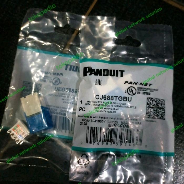 Jual modular jack cat 6 panduit biru / panduit modular jack cat 6 blue ...