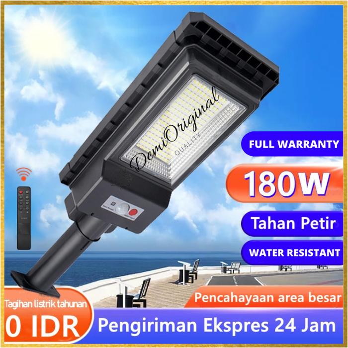Jual Lampu Solar Lamp Jalan PJU 180W Outdoor Tahan Air Petir BERGARANSI ...