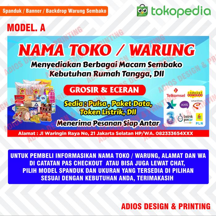 Jual Spanduk / Banner Toko Kelontong / Warung Sembako - MODEL.B, 120X60 ...