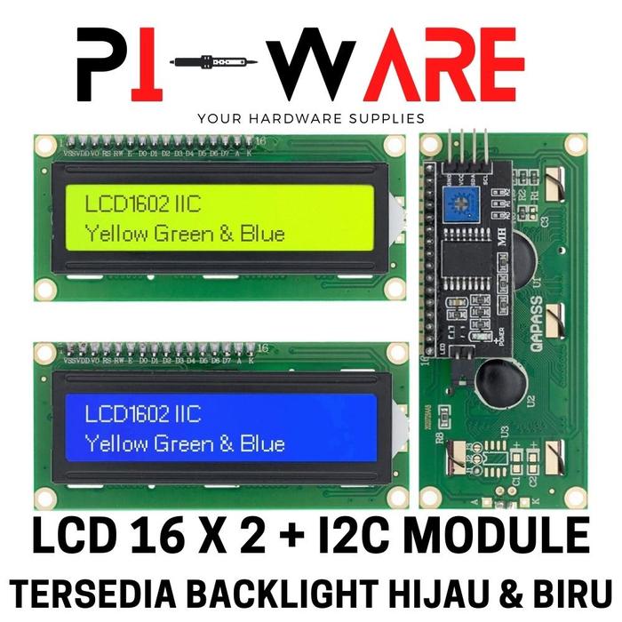 Jual LCD 1602 Plus I2C Module Green Blue Backlight 16 x 2 Display ...