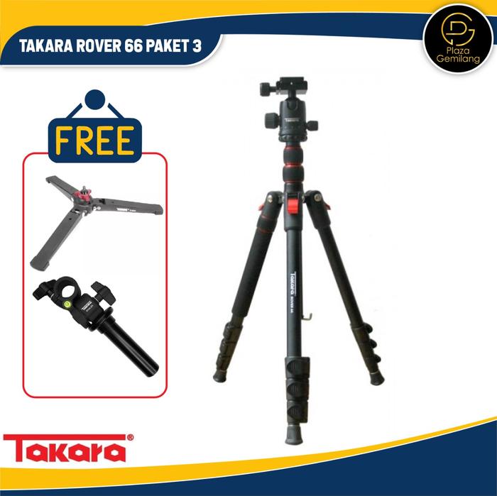 Jual Takara ROVER 66 Paket 3 Compact Traveller Tripod Monopod Kit ...