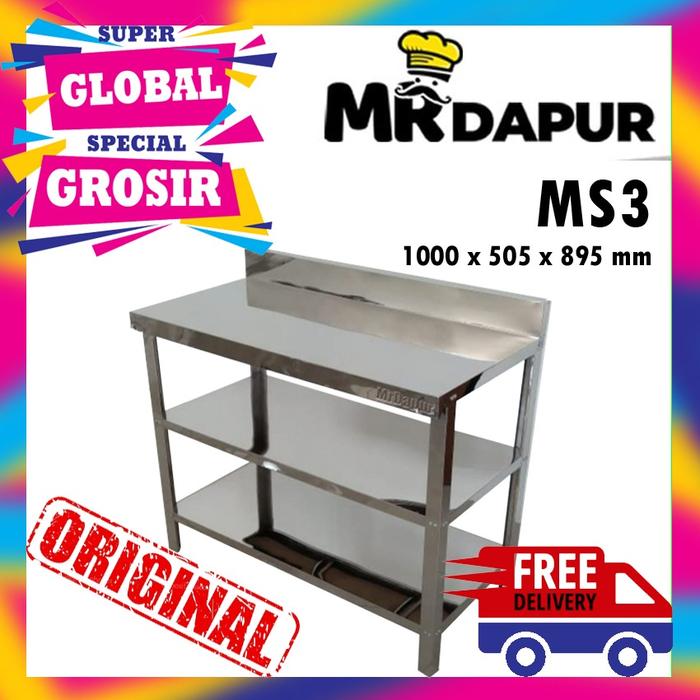 Jual Meja Dapur Stainless Steel Mr Dapur 3 Rak Serbaguna MS 3 Original ...