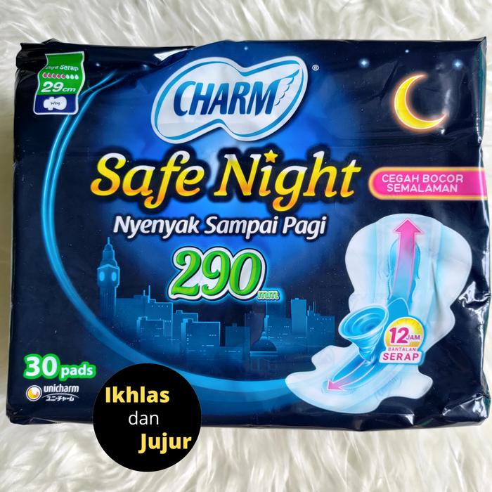 Jual Charm Safe Night 29 cm isi 30 pads Pembalut Malam Hari Wanita ...