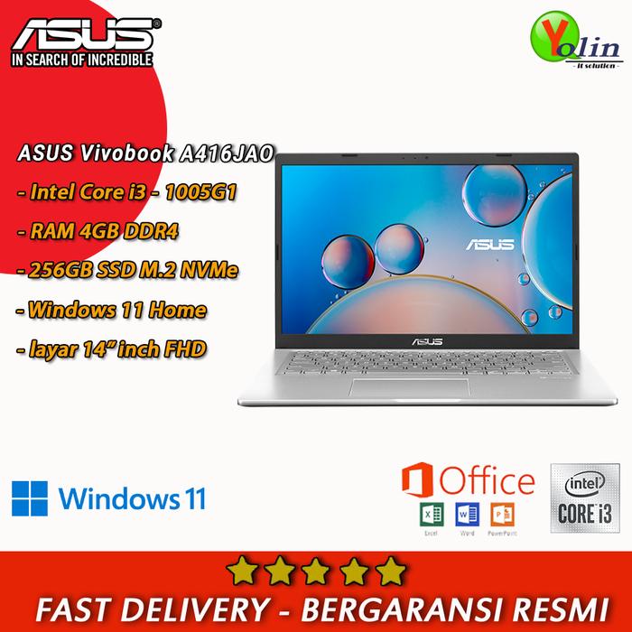 Jual LAPTOP ASUS VIVOBOOK A416JAO i3-1005G1 4GB 256GB SSD 14"FHD WINDOWS 11 - Jakarta Pusat ...