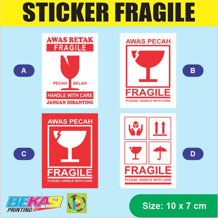Jual Sticker Fragile / Stiker Awas Barang Pecah Belah Uk. Besar - Tipe ...
