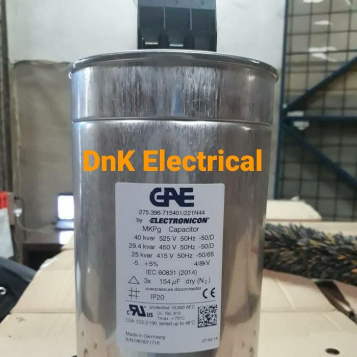 Jual Capacitor/Kapasitor/Capasitor GAE 3Phase Type MKPg 40Kvar 525V - Jakarta Barat - DnK ...