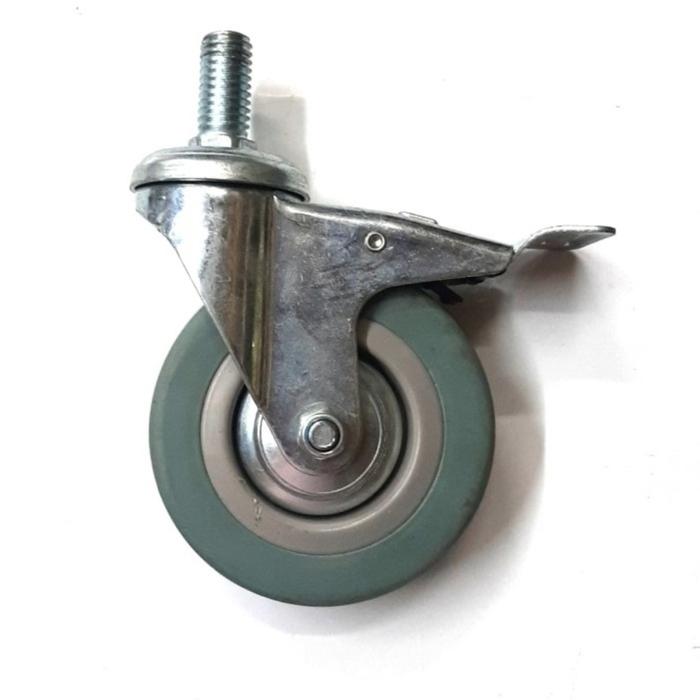 Jual Roda Trolley Troli Abu Abu Grey Rubber 4 inch Drat Rem - Jakarta ...