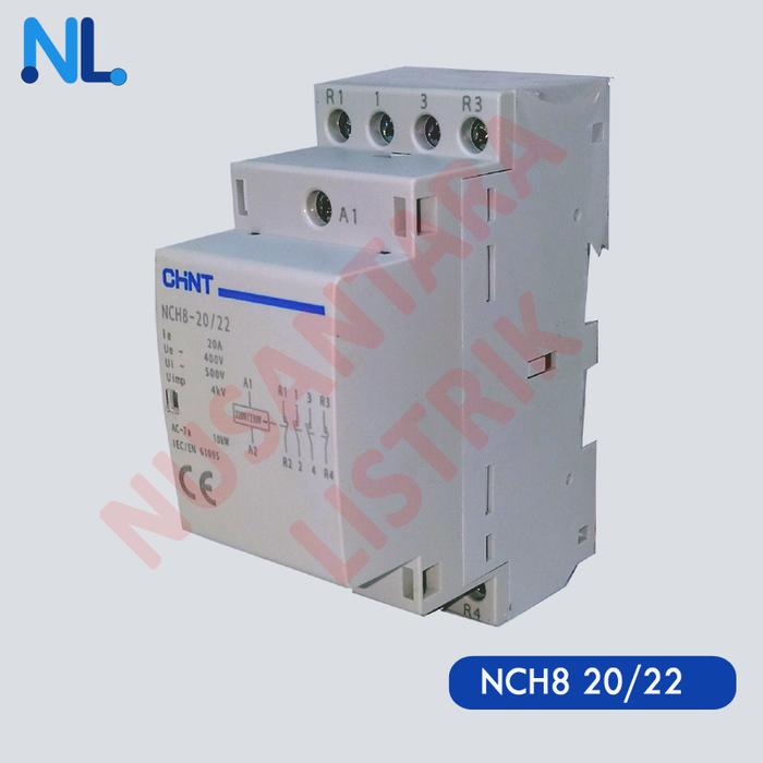 Jual Contactor Modular Din Rail Chint NCH8-20/22 20A 4P 2NO 2NC ...