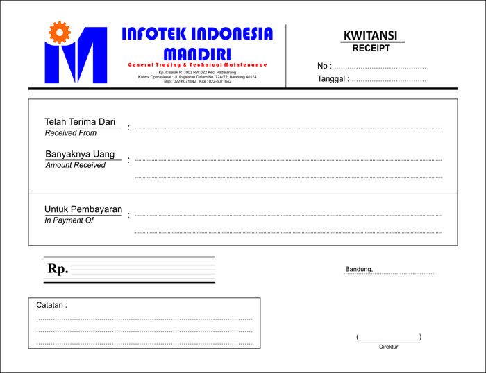 Jual Cetak Kwitansi dan Invoice Infotek Indonesia Mandiri - Jakarta ...