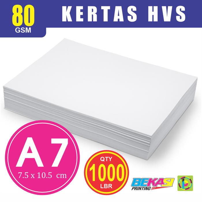 Jual 2 RIM Kertas HVS 80 GSM Ukuran A7 (7.5x10.5 cm) - isi 1000 lembar ...