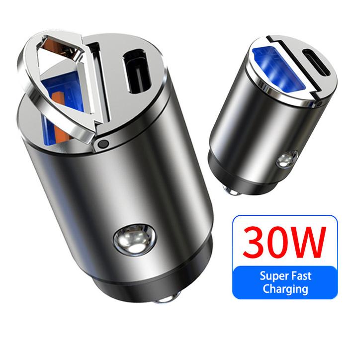 Jual Car Charger 30w Colokan Cas Hp Mobil Type-C Pd+Usb Quick Charge 3. ...