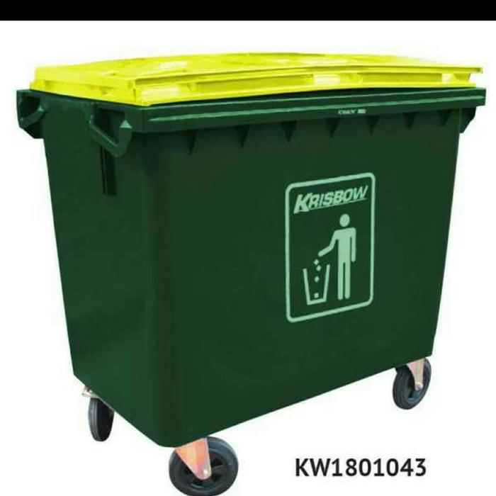 Jual KRISBOW DUSTBIN 660L GREEN WITH YELLOW LID 10140619 - Jakarta ...