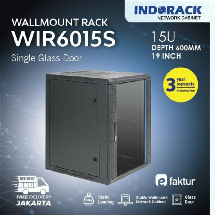 Jual WALLMOUNT RACK INDORACK WIR6015S 15U 600MM 19 INCH - SINGLE GLASS ...