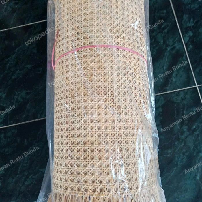 Jual webbing open kembang tanjung / anyaman rotan lembaran 50cm x 15m ...