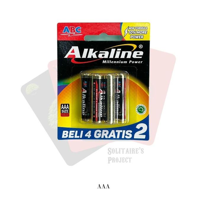 Jual Batu Baterai ABC Alkaline AAA / A3 Battery 1.5V (4+2) 1 Box ...