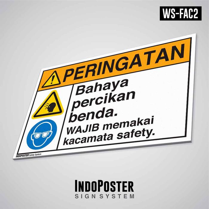 Jual Safety sign K3 PVC ANSI bahaya percikan benda wajib kacamata - XS ...