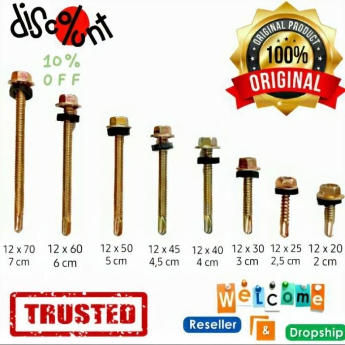 Jual Baut Baud Skrup Sekrup Baja Ringan Atap Roofing 12 x 70 7cm 12x70 ...