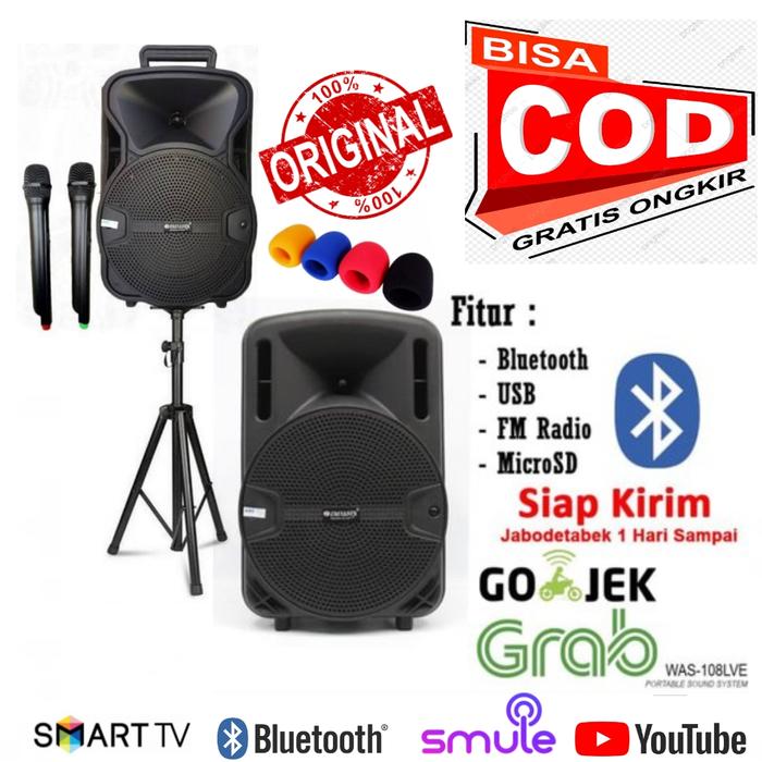 Jual Paket Aiwa Speaker Portable Aktif 1 Speaker With 2 Mic handle full ...
