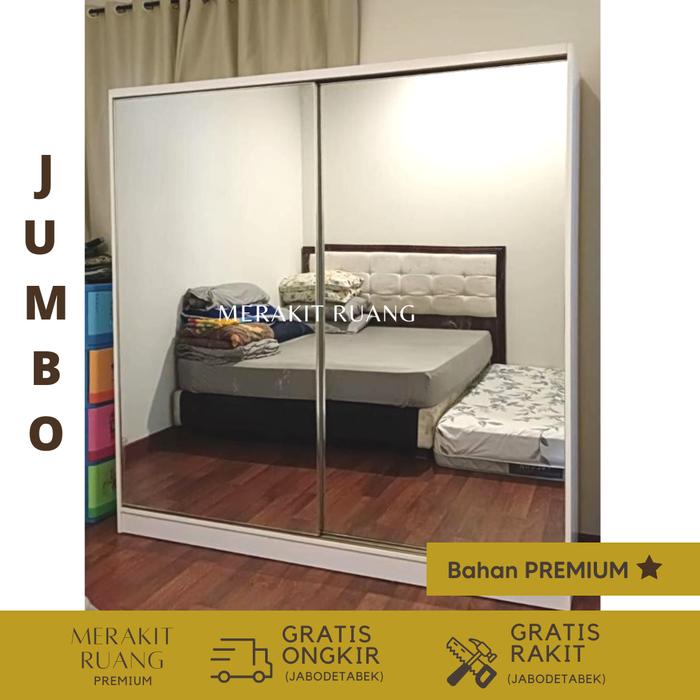 Jual Lemari Pakaian Sliding Jumbo 2 Pintu Premium Bahan Blockmin & HPL ...