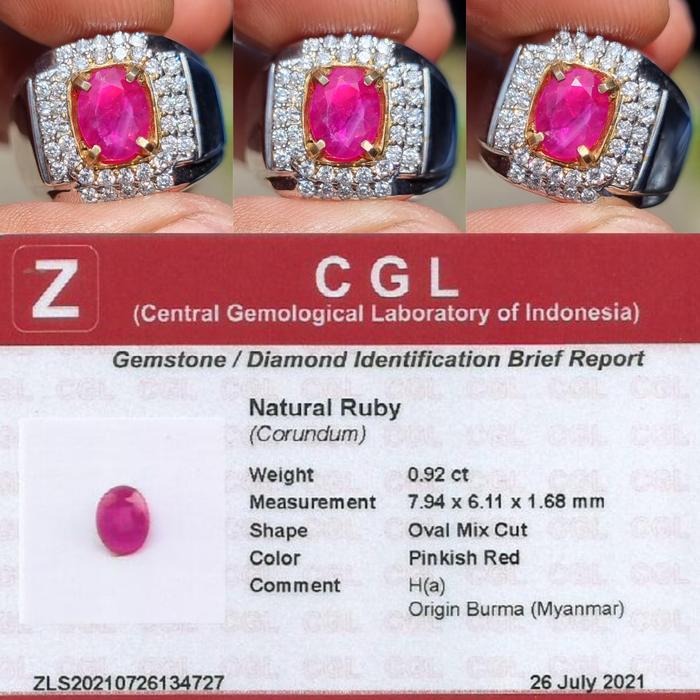 Jual Natural HQ Batu Pinkish Red Ruby Birma Burma Myanmar Heated-a 0.92 ...