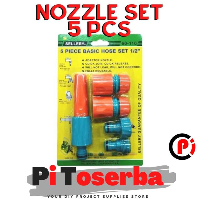 Jual Sellery 60-110 Konektor Semprotan Selang Air Twist Nozzle Hose Set ...