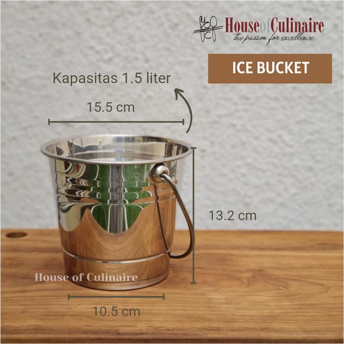 Jual Ice Bucket 1,5 Liter Tempat Wadah Es Batu Ember Stainless Steel ...