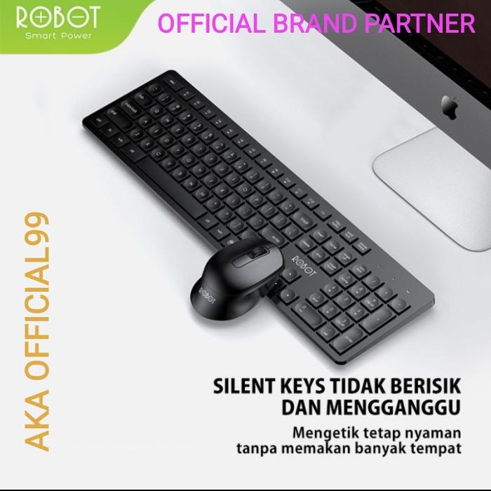 Jual ROBOT KM4000 Wireless Keyboard and Mouse Combo Silent Key Black ...