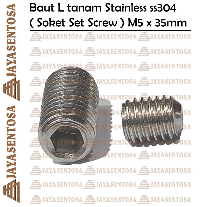 Jual Socket Set Screw M5 x 35 stainless sus 304 / Baut Tanam L-Set ...