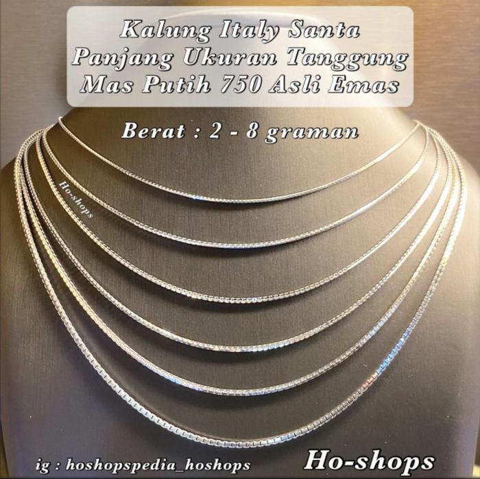 Jual Kalung Italy Santa Mas Putih Kadar 75% Asli Emas A.sae - 44cm-4 ...